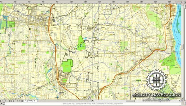 Portland Oregon US printable vector street map: City Plan full editable ...