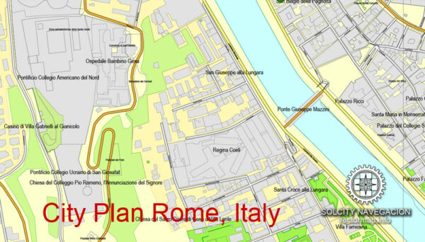 Rome, Italy, Printable City Plan vector Map / mappa Roma vettoriale ...