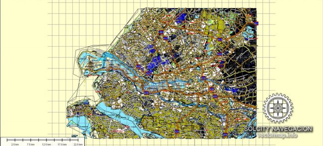 Rotterdam Netherlands printable vector street map full Atlas 49 parts ...