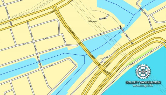 Rotterdam, Netherlands, printable vector street City Plan map, full ...