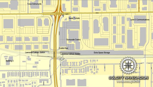 San Jose, California, US printable vector street City Plan map, full ...