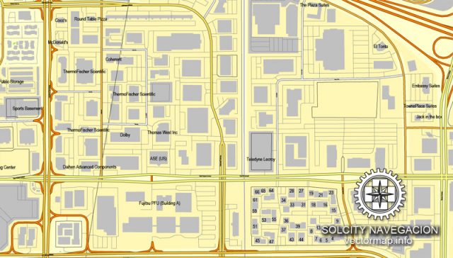 San Jose, California, US printable vector street City Plan map, full ...