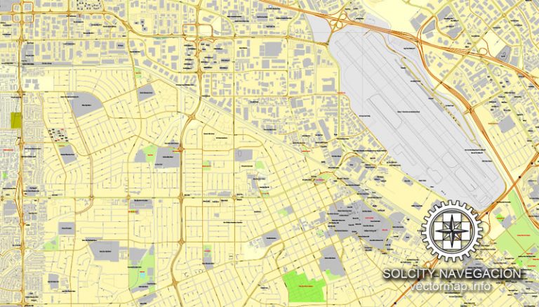 San Jose, California, US printable vector street City Plan map, full ...