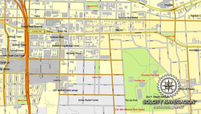 Syracuse Map New York US printable detailed street map full editable ...