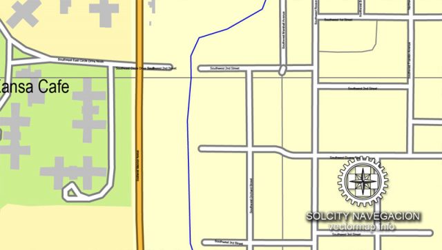 Topeka, US printable vector street City Plan map, full editable, Adobe PDF