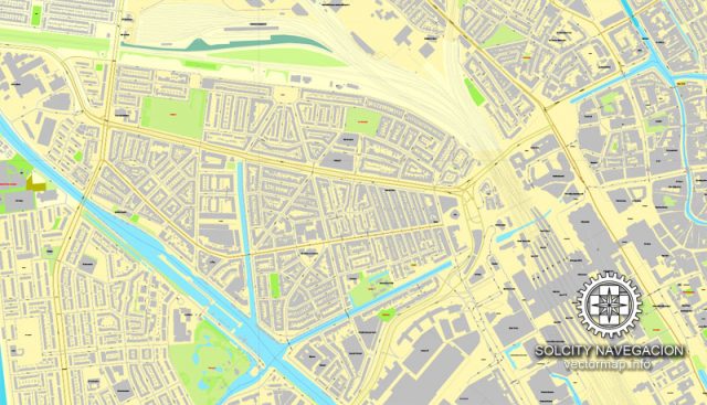 Utrecht, Netherlands, printable vector street full City Plan map, full ...