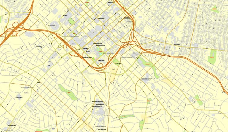Charlotte, North Carolina, US, Printable City Plan Map editable Adobe ...