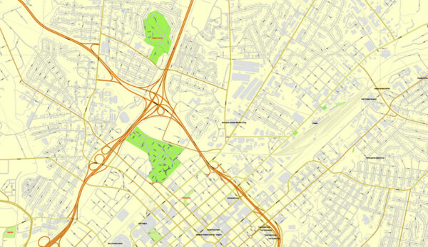 Charlotte, North Carolina, US, Printable City Plan Map editable Adobe ...