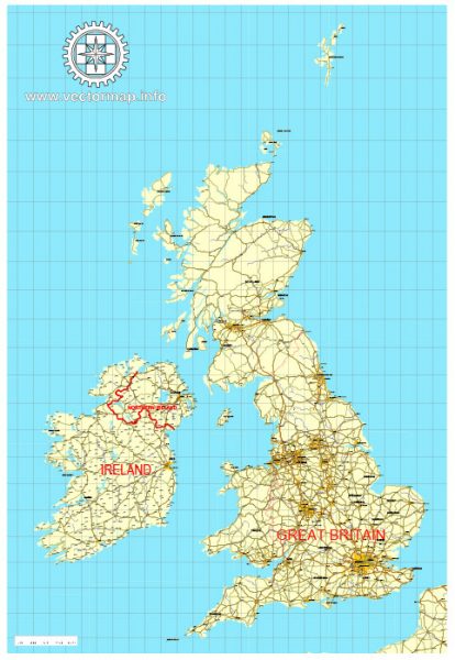 UK Britain + Ireland: Free vector map Britain + Ireland, Adobe ...