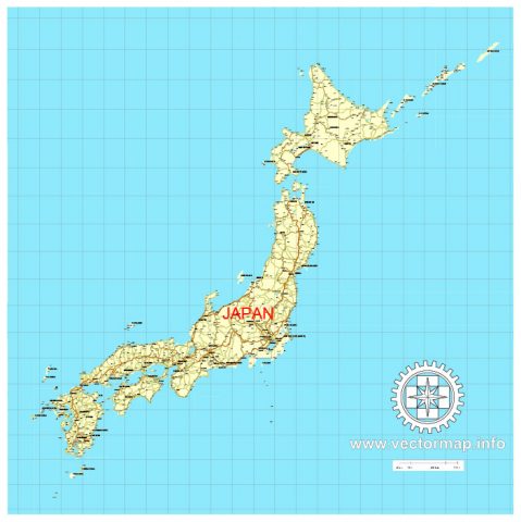 Japan: Free vector map Japan, Adobe Illustrator, download now maps ...