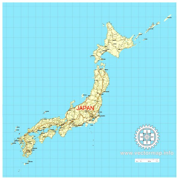 Japan: Free vector map Japan, Adobe Illustrator, download now maps ...