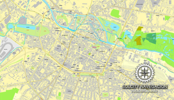 Amiens, France printable vector street City Plan map, full editable ...