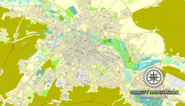 Amiens, France printable vector street City Plan map, full editable ...