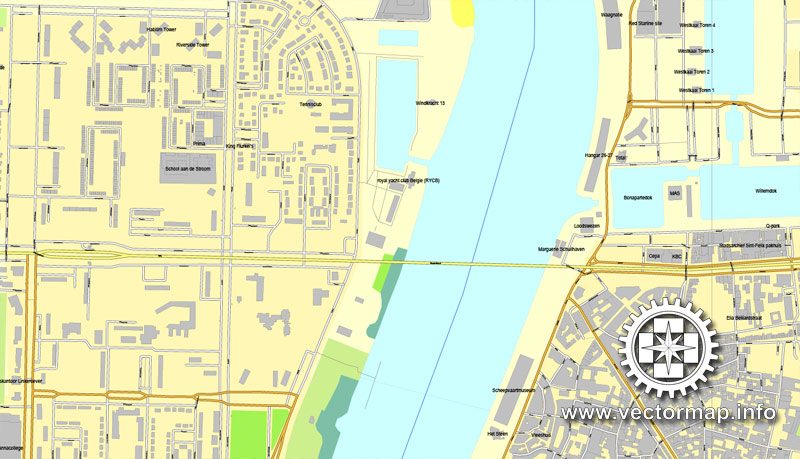 Antwerp Belgium printable vector street City Plan map, full editable ...