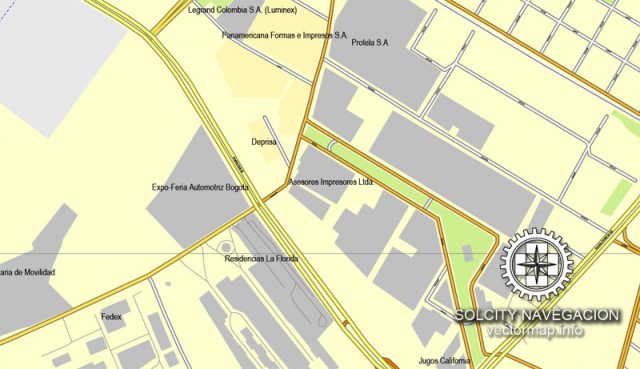 Bogota, Colombia, in Adobe illustrator, printable vector street City ...