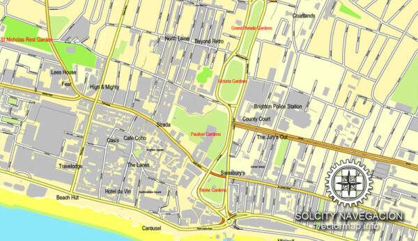 Brighton UK Great Britain printable vector street map: City Plan full ...
