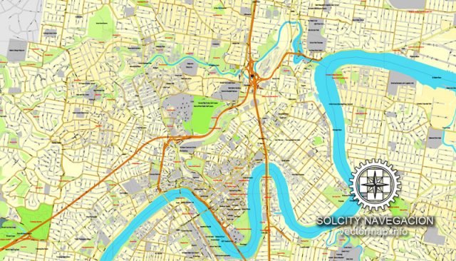 Brisbane, Australia in Adobe illustrator, printable vector street City ...