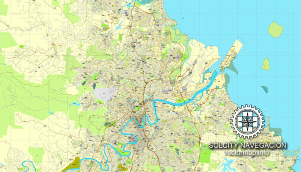 Brisbane, Australia in Adobe illustrator, printable vector street City ...