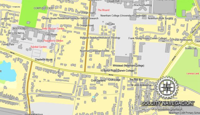 Cambridge UK Great Britain printable vector street map: City Plan full ...