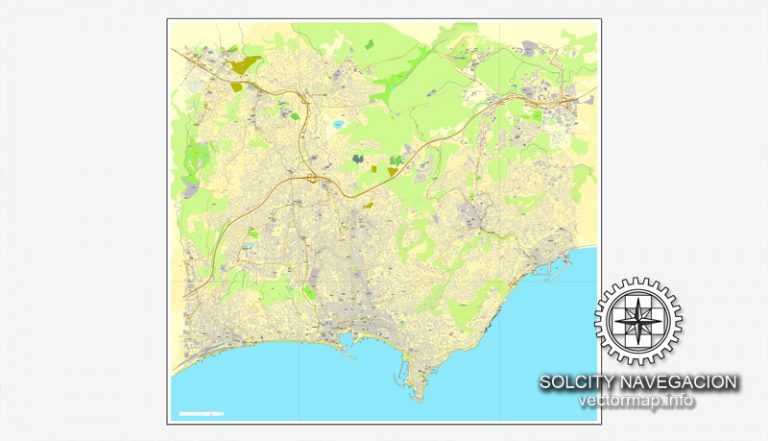 Cannes, France printable vector street City Plan map, full editable ...