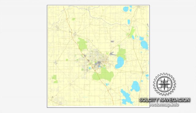 Gainesville Florida US printable vector street map: City Plan full ...