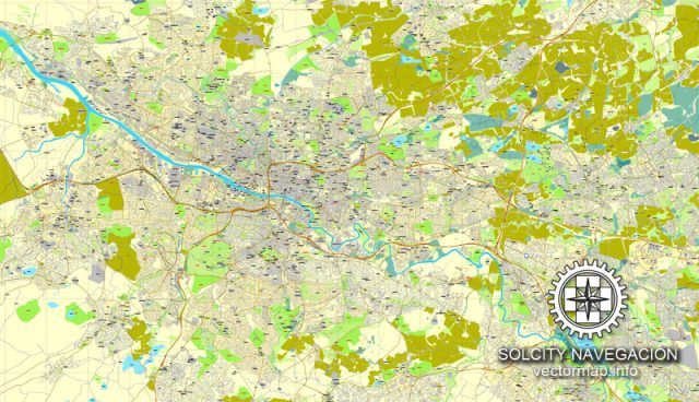 Glasgow Scotland UK printable vector street map City Plan full editable ...