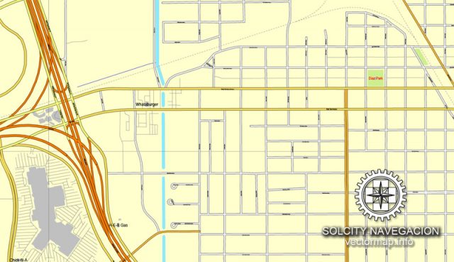 Harlingen, Texas, US printable vector street City Plan map, full ...