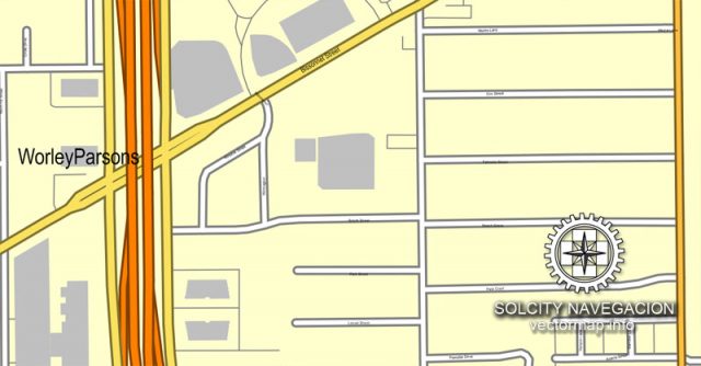 Houston, Texas, US printable vector street City Plan map, full editable ...