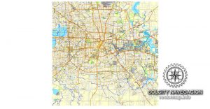 Houston, Texas, US printable vector street City Plan map, full editable ...