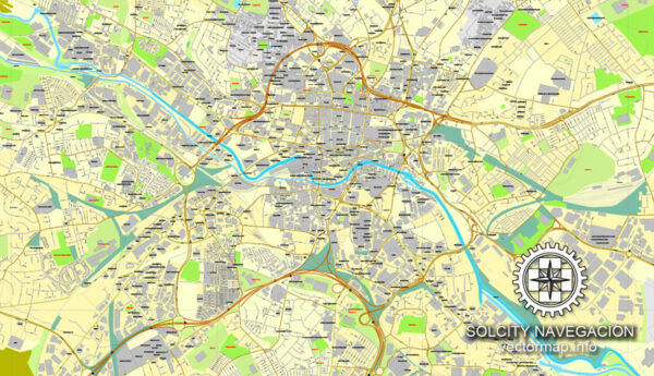 Leeds UK Great Britain printable vector street map: City Plan full ...