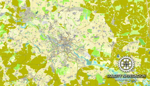 Leeds UK Great Britain printable vector street map: City Plan full ...