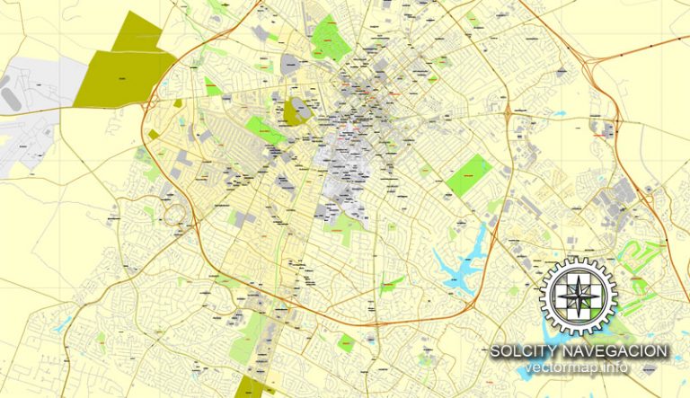 Lexington, Kentucky, US printable vector street City Plan map, full ...