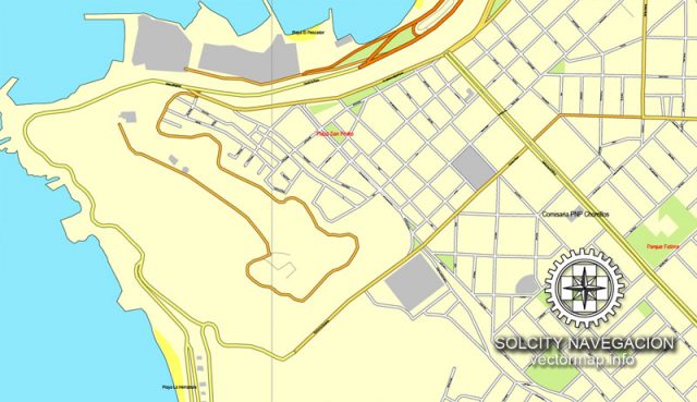 Lima, Peru, 2 part map, printable vector street City Plan map, full ...