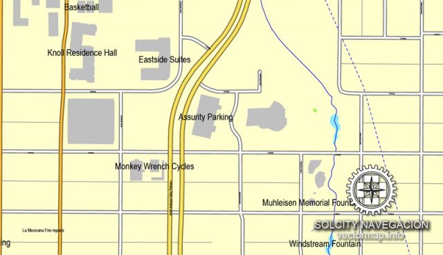 Lincoln Nebraska US printable vector street map: City Plan full ...