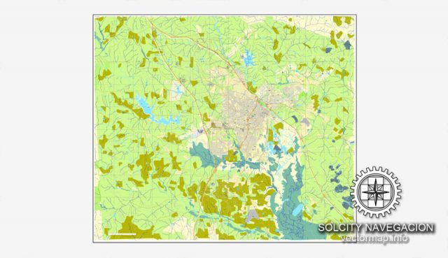Macon Printable Map, Georgia, US, vector street City Plan map, fully ...