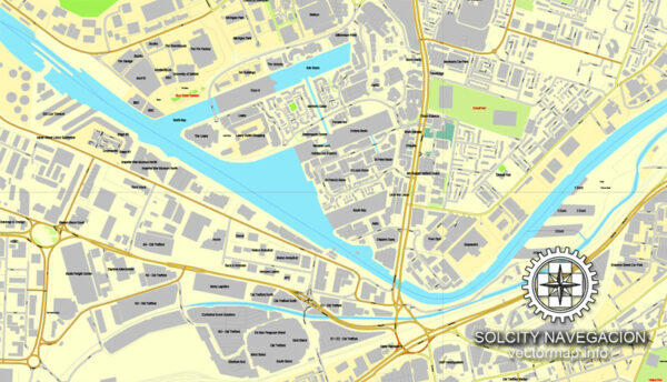 Manchester UK Great Britain printable vector street map: City Plan full ...