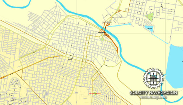McAllen Texas US printable vector street map: City Plan full editable ...