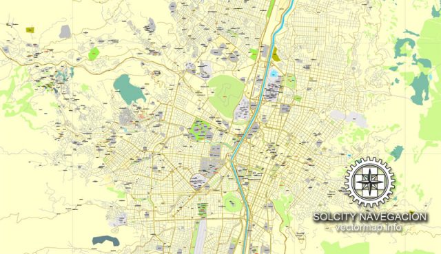 Medellin, Colombia, printable vector street City Plan map, full ...