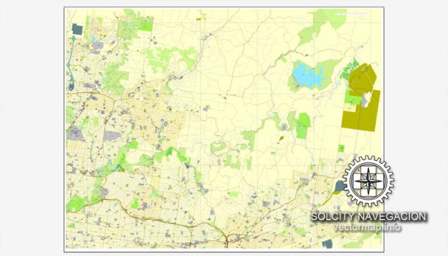 Melbourne, Australia in Adobe Illustrator, printable vector street 4 ...