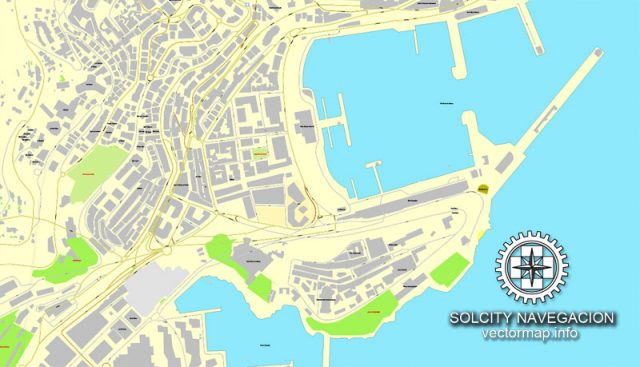 Monaco, France printable vector street City Plan map, full editable ...