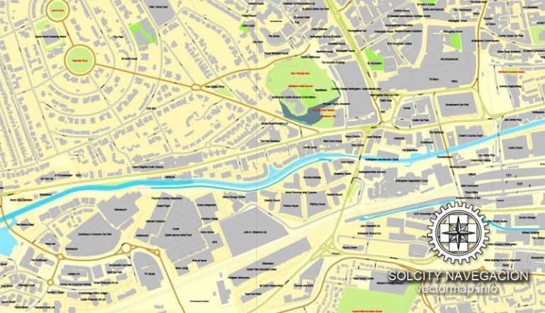 Newcastle, England, UK Great Britain, printable vector street City Plan ...