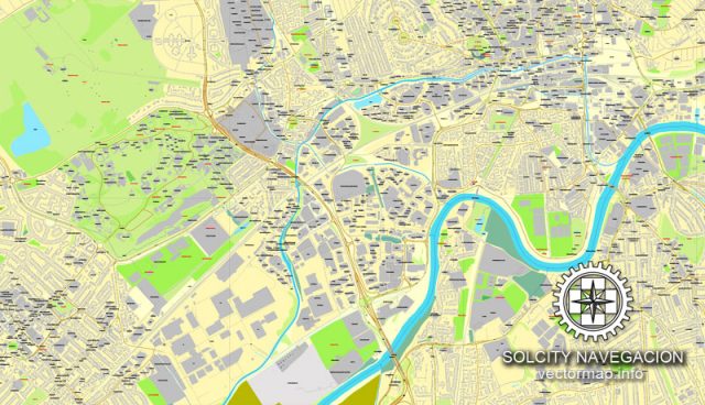 Newcastle, England, UK Great Britain, printable vector street City Plan ...