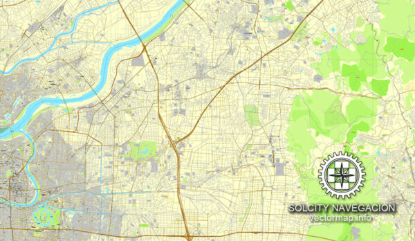 Osaka, Japan, for Adobe illustrator, printable vector street 4 parts ...