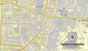 Osaka, Japan, for Adobe illustrator, printable vector street 4 parts ...