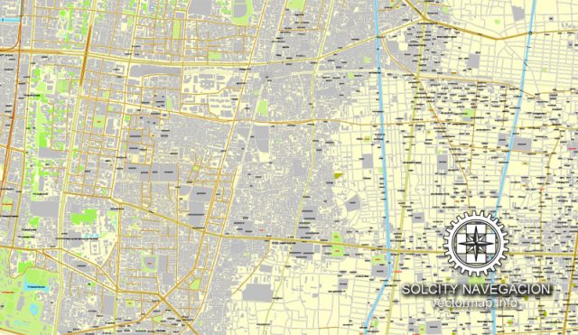 Osaka, Japan, for Adobe illustrator, printable vector street 4 parts ...