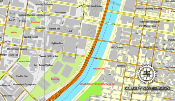 Philadelphia, Pennsylvania, US printable vector street City Plan map ...
