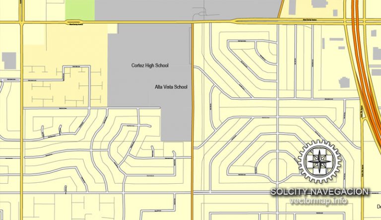 Phoenix, Arizona, US printable vector street City Plan map, full ...