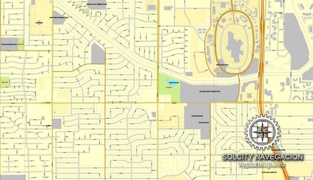 Phoenix, Arizona, US printable vector street City Plan map, full ...