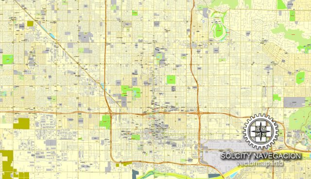 Phoenix, Arizona, US printable vector street City Plan map, fully ...