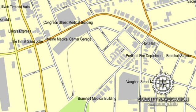 Portland, Maine, US printable vector street City Plan map, full ...